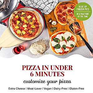 PIEZANO Crispy Crust Pizza Oven by Granitestone – Electric Pizza Oven Indoor Portable, 12 Inch Indoor Pizza Oven Countertop, Pizza Maker Heats up to 800˚F for Stone Baked Pizza at Home - Red