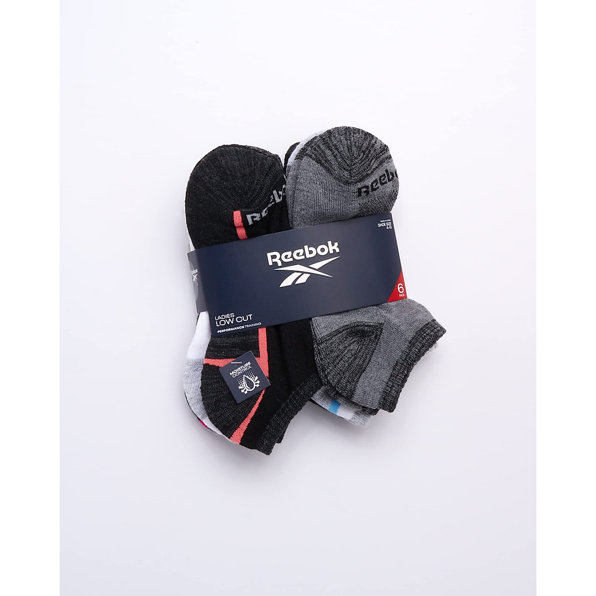 Reebok Women''s No-Show Athletic Performance Low Cut Cushioned Socks (6 Pack), Size 4-10, Black/Heather Grey