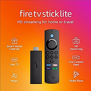 Fire TV Stick Lite, free and live TV, Alexa Voice Remote Lite, smart home controls, HD streaming