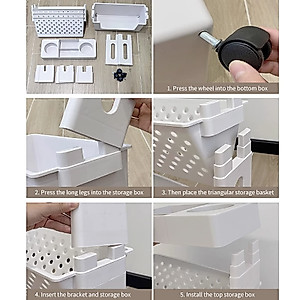 HEEPDD Movable Bookshelf Cart, 5-Tier Plastic Rolling Utility Cart Multifunctional Storage Trolley for Office Living Room Home Kitchen School (White)