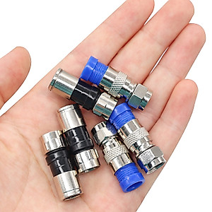 Taiss Coax Cable Crimper Tool Kit with 20 PCS F Style RG59 RG6 Compression connectors,Coaxial Cable Stripper,Coaxial Cable Compression Tool Kit,Adjustable RG59 RG6 RG7 RG11 coaxial cable crimper