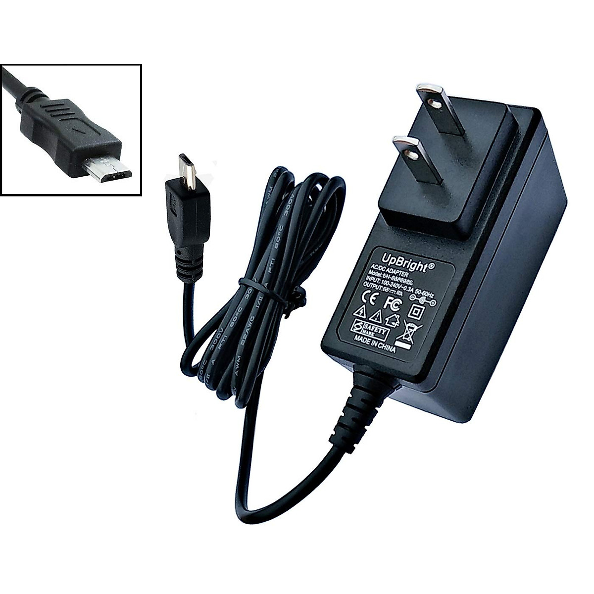 UpBright Micro USB 5V AC/DC Adapter Compatible with Kobo Touch Edition K080 N905 eBook Reader K080-KBO-P K080-KBO-B N905-KBO-S N905-KDN-L Digital VOX eReader 2011 WHSMITH Tablet Glo N613-xxx Charger