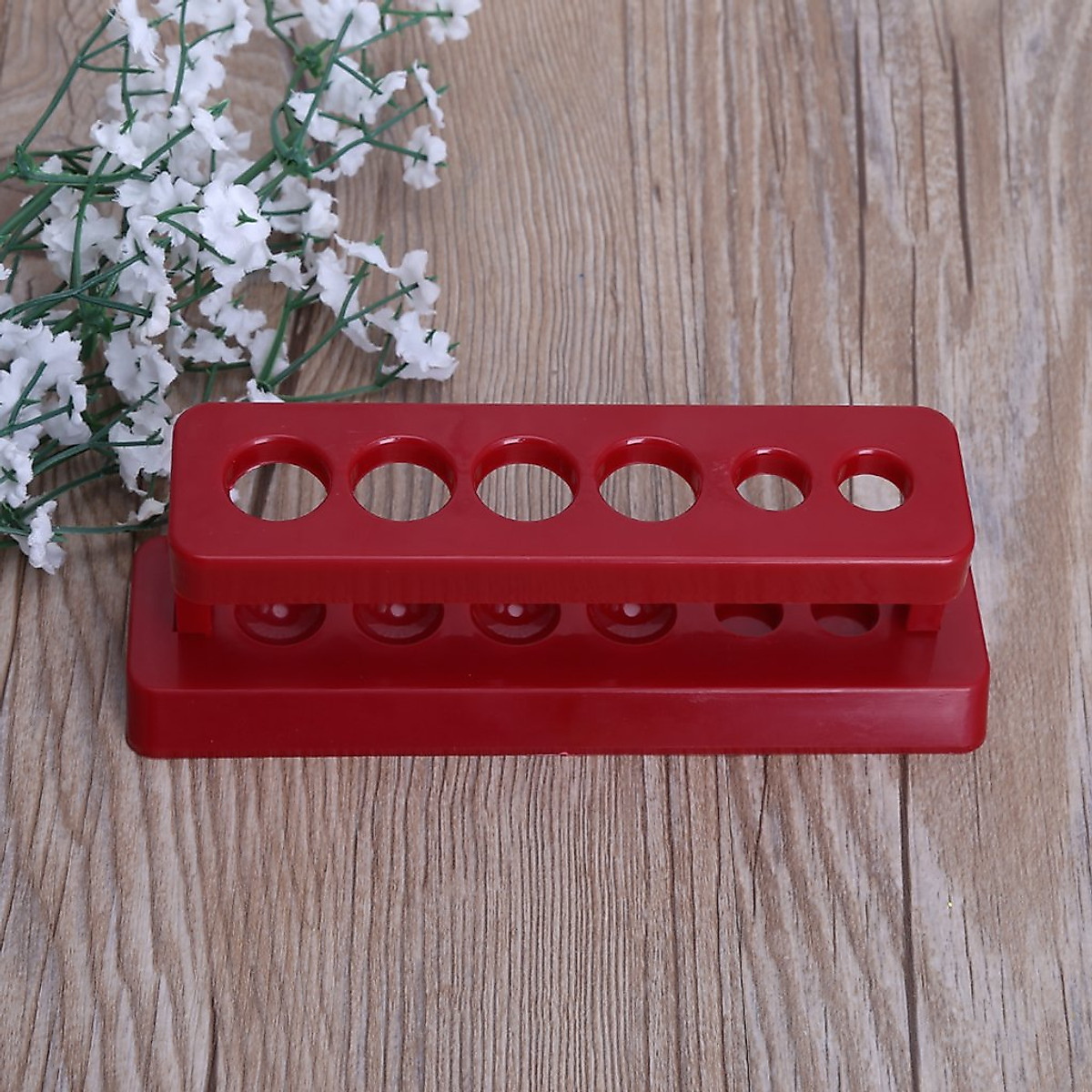 Plastic Test Tube Rack,1pc Test Tube Holder 6 Holes Laboratory Test Tube Rack Holder Red Stand Burette Stand Shelf for Test Tubes
