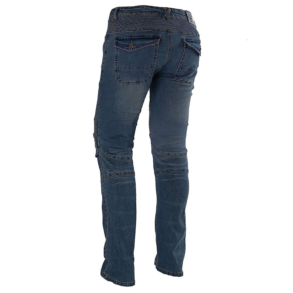 Motorcycle Riding Jeans Armor Racing Cycling Pants with 4 Knee Hip Protective Pads (XL=34, Blue)