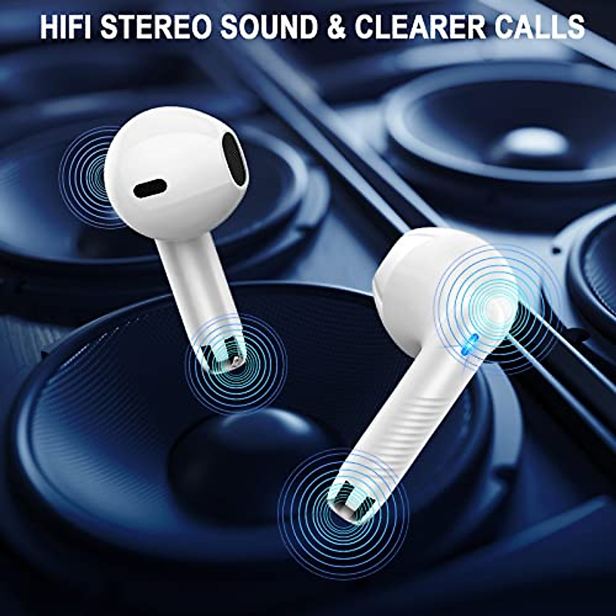 Wireless Earbuds, Bluetooth 5.3 Ear Buds LED Power Display Headphones Bass Stereo, Bluetooth Earbuds in-Ear Noise Cancelling Mic, 40H Playback Mini Case IP7 Waterproof Sports Earphones for Android iOS