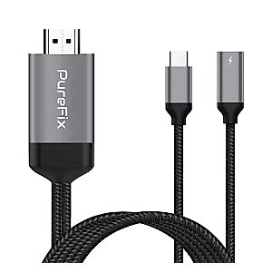 Purefix USB C to HDMI Cable Adapter for Nintendo Switch, Type C to 4K60Hz HDMI with 100W PD Powering Cord for MacBook Pro Air, iPad Pro, Microsoft Surface, Samsung Dex, Dell XPS & More
