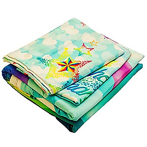 Suncloris,Rainbow Unicorn Fairytale with Sparkling Stars,Bedding Sheet Set .Included:Duvet Cover,Pillowcase(no Comforter Inside) (01, (Full))