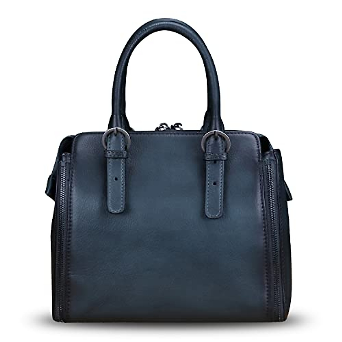 Genuine Leather Handbags Satchel for Women Purse Vintage Handmade Top-Handle Handbag Crossbody Shoulder Bag Cowhide for Ladies (Grey)