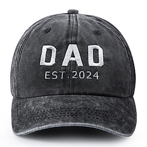 New Dad Gifts, Dad Hats for Men, First Time Dad Gifts, Dad Est 2024, New Father to be Gifts, Promoted to Dad Gifts for Expecting Dads from Wife, Christmas Fathers Day Adjustable Dad to be Baseball Cap