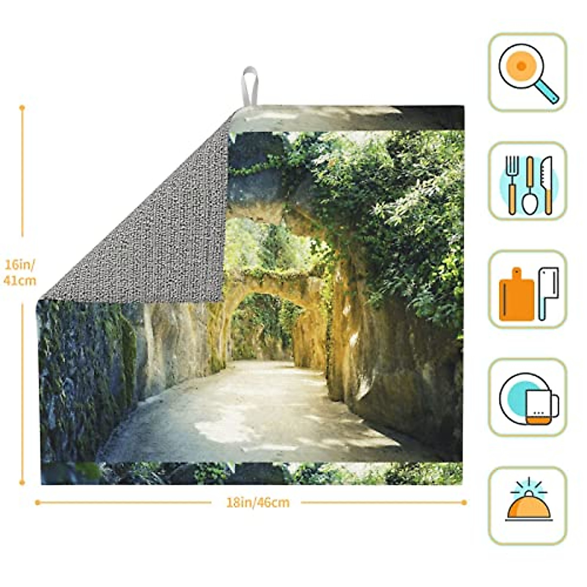 Gasse Printed Drying Mat For Kitchen Ultra Absorbent Microfiber Dishes Drainer Mats Non-Slip Silicone Quick Dry Pad - 18 X 16inch