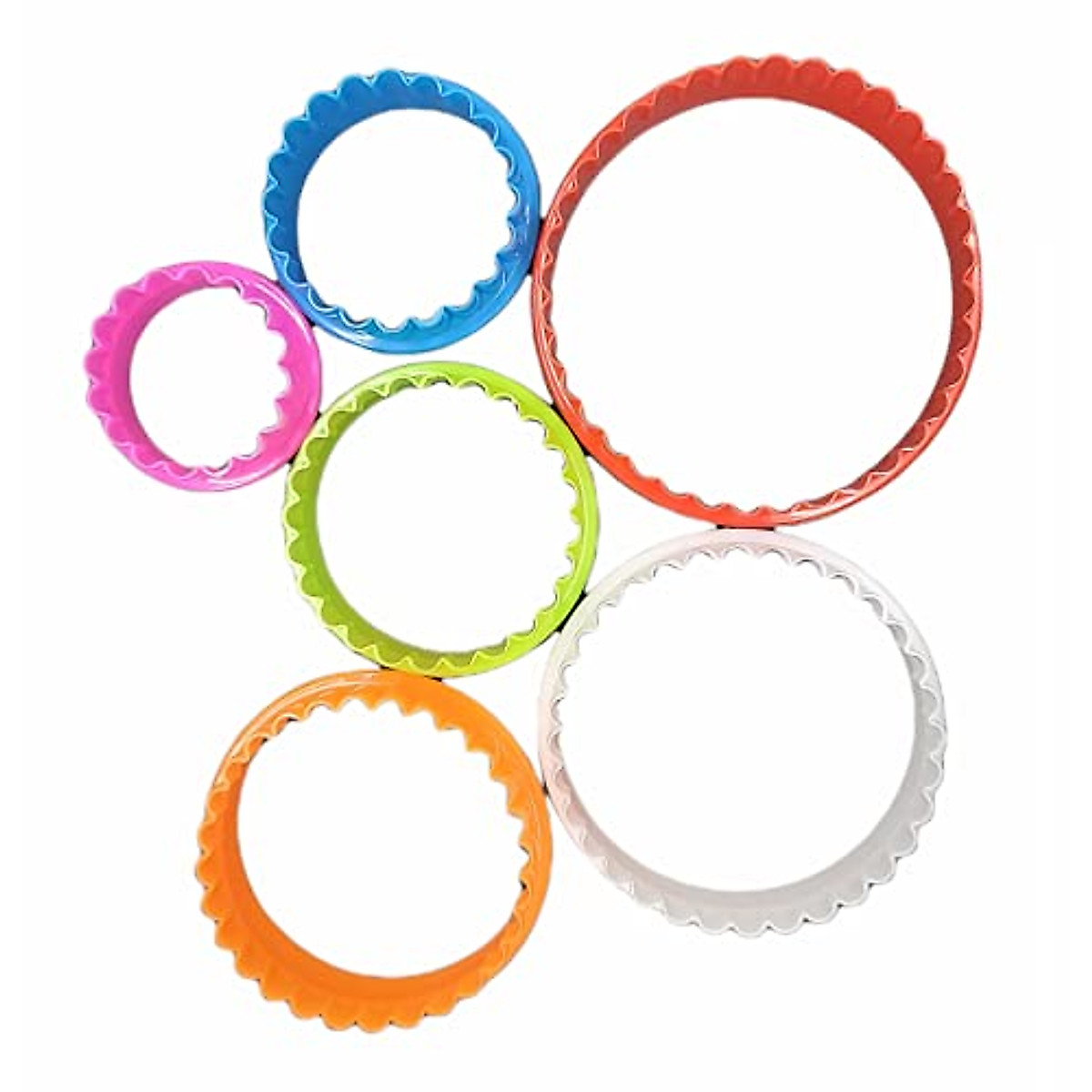 Handy Housewares 6pc Dual-Sided Biscuit/Cookie Dough Cutter Set, Straight Round and Scalloped Flower Edged, Dishwasher Safe (1 Set)