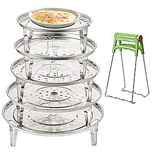 Yesland 5 Sizes 304 Stainless Steel Steamer Rack, Pressure Cooker Canner Rack & Cooling Rack with Detachable Legs, Round Pot Steaming Tray for Baking Cooking Steaming(7'' 7.5'' 8.5'' 9.25'' 10'')