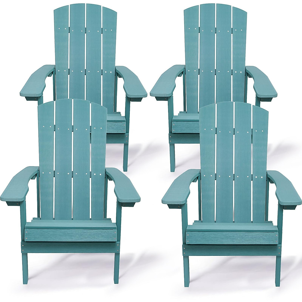 ROCKINGRUN Adirondack Chair Set of 4,Adirondack Chair Weather Resistant, Outdoor Patio Chairs, Plastic Fire Pit Chair for Lawn Outdoor Porch Garden Backyard Deck,Blue