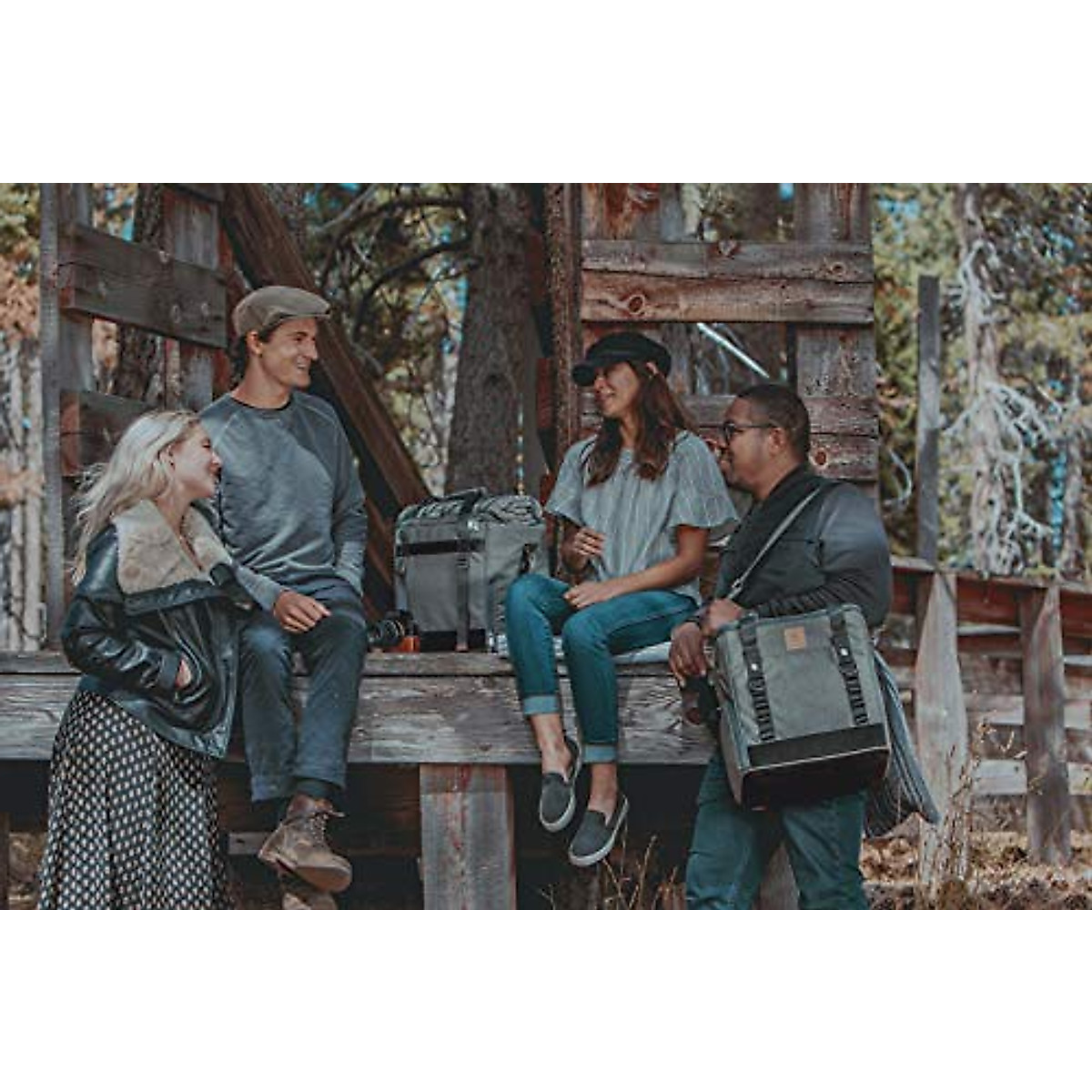 PICNIC TIME - PT-Frontier Picnic Cooler Tote - Soft Cooler Bag with Picnic Set - Picnic Tote, (Heathered Gray)