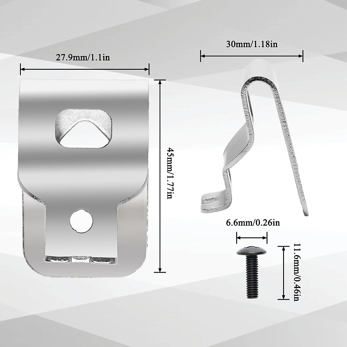 10Pcs Belt Clips For Dewalt, 304 Stainless Steel Hook Clips Drill Clips Tool Kit With Screws Belt Replacement for Dewalt N268241 Fit for 20V Power Tools DCD980 DCD980L2 DCD985L2 DCD985