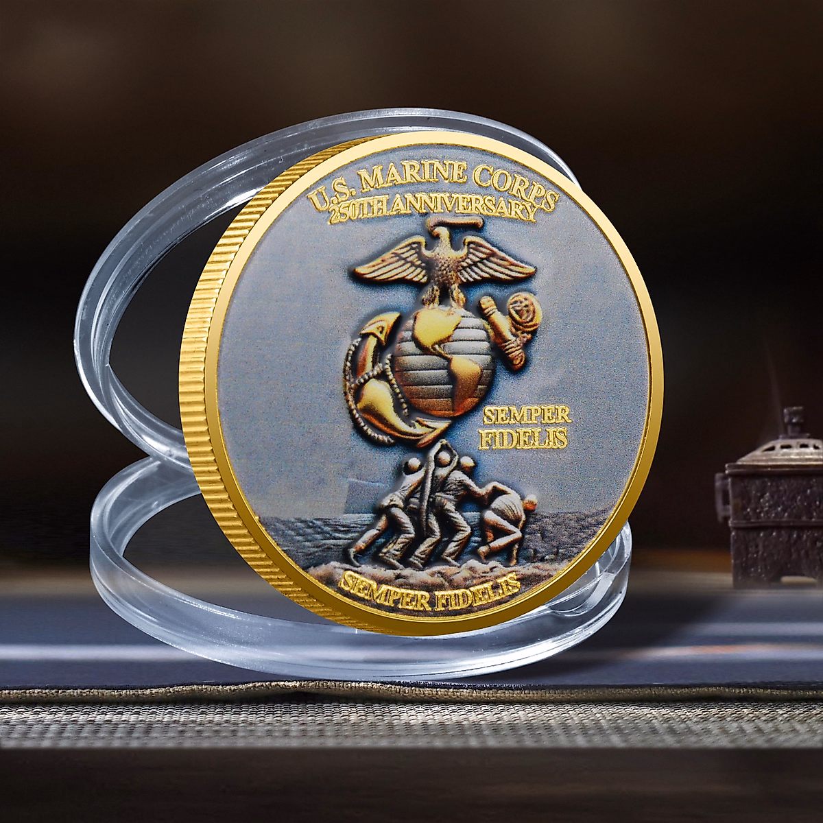 250th Anniversary US Marine Corps Commemorative Coin, Double-Sided USMC Challenge Coin, Military Commemorative Coins, Military Collectible & Veteran Gift (6PCS)