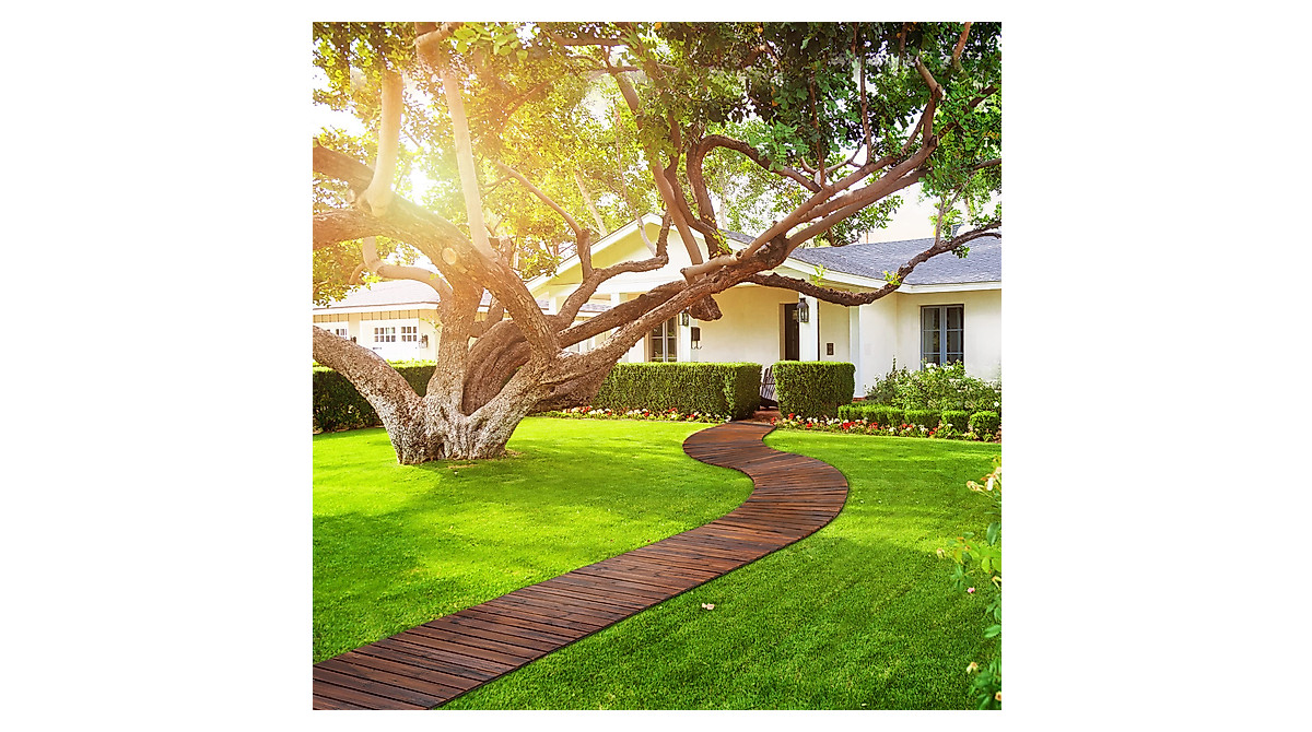 Dragosum 8FT Wooden Garden Pathway Curved Walkway for Outdoor Use