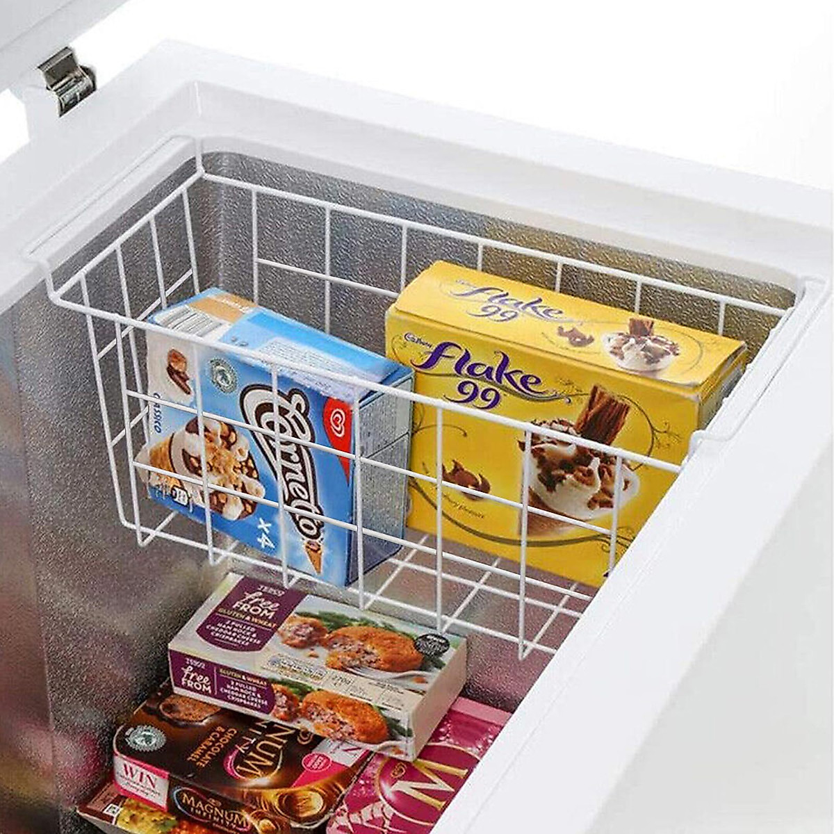 Orgneas 17.5 Inch Freezer Organizer Bins for Chest Freezer Refrigerator Basket Storage Rack Bins Deep Freezer Metal Wire Baskets 2Packs