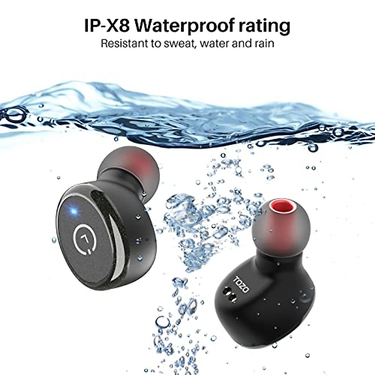 TOZO T10 Bluetooth 5.3 Wireless Earbuds with Wireless Charging Case IPX8 Waterproof Stereo Headphones in Ear Built in Mic Headset Premium Sound with Deep Bass for Sport Black (2022 Upgraded)