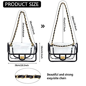 Ayieyill Clear Purses for Women Stadium Approved Crossbody, Clear Purse Handbags for Working Concert Sports Event Clear Bag Turn Lock （Black）