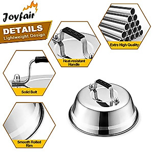 Joyfair Cheese Melting Dome Set, 9 inch Round Metal Basting Covers, Griddle Accessories for Outdoor BBQ for Grilling Steak/Steaming Vegetable, Heavy Duty Lid & Heat Proof Handle(2 Packs)