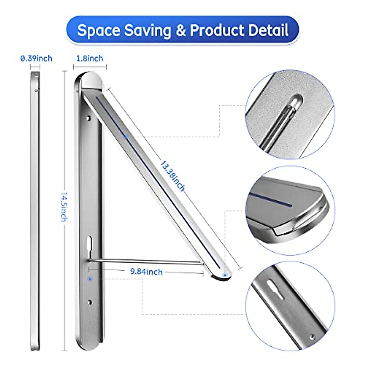 ZMYCJ Clothes Drying Rack Retractable Clothes Rack Laundry Room Organization and Storage Wall Mounted Folding Drying Rack Clothes Hanger for Drying Clothes Laundry Hanging Rack Indoor
