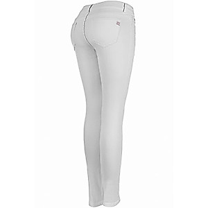 BodiLove Women's Stretchy 5 Pocket Destroyed White Skinny Jeans Back to School Junior Clothing Apparel White 9