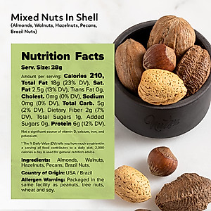 NUTS U.S. – Mixed Nuts In Shell (Almonds, Walnuts, Hazelnuts, Pecans, Brazil Nuts) | No Added Colors and No Artificial Flavors | Fresh Buttery Taste and Raw |Packed In Resealable Bags!!! (6 LBS)