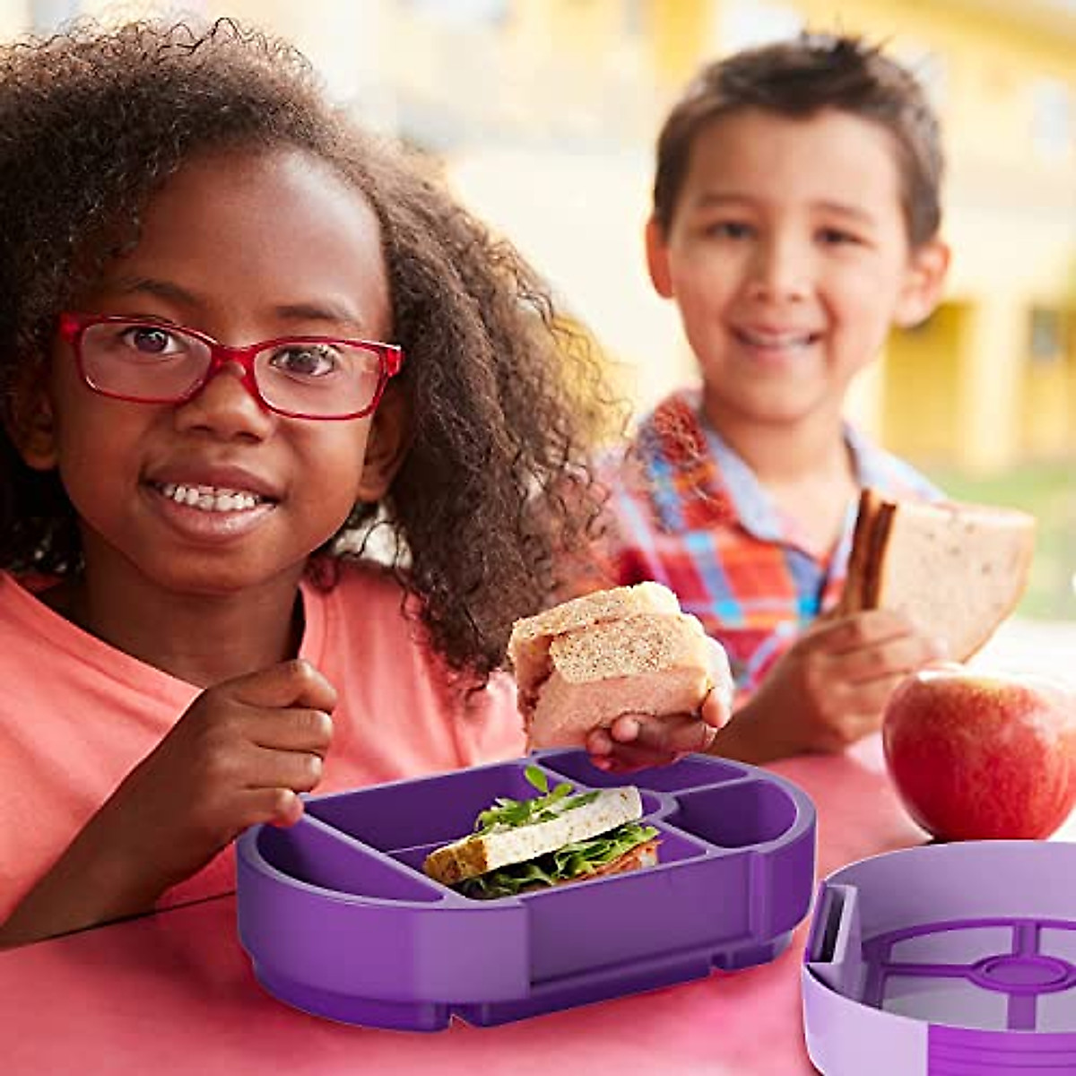 Beneflix Bento lunch box for kids Leak-Proof, 6-Compartment - Ideal Portion Sizes for Ages 3 to 7 - BPA-Free, Dishwasher Safe, Food-Safe Materials