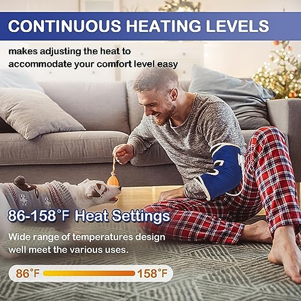 JOBYNA Heating Pad for Elbow Pain, Adjustable Tennis Elbow Pad for Men Women, 86℉-158℉ & Auto Shut Off, Heat Therapy for Golfer's Elbow, Bursitis, Sprains, Strains, Tendonitis, and Arthritis