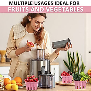 150 Pack Molded Pulp Fiber Berry Baskets, 4.3 x 4.3 x 3 Inch 1 Pint Produce Vented Containers Strawberry Fruit Baskets for Vegetable Food Farmer Market Grocery Stores, Pink