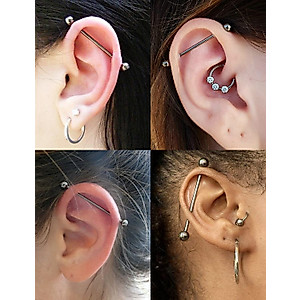 Vsnnsns 16G G23 Titanium Straight Barbell Piercing Jewelry Tongue Rings Nipple Rings Piercing Jewelry Industrial Earrings Barbell Cartilage Tragus Piercing Jewelry 16 Gauge for Women Men 38mm