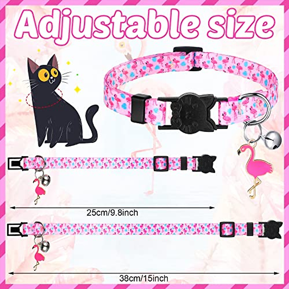 4 Pieces Cat Collars Breakaway with Bell and Pendants Colorful Summer Cat Safety Collar Adjustable Collar for Cats Cute Kitten Collar Set Cat Collar for Pet Kitten Supplies (Cute Style,Medium)