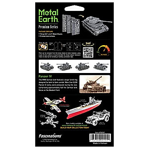 Fascinations Metal Earth Premium Series Panzer IV Tank 3D Metal Model Kit Bundle with Tweezers
