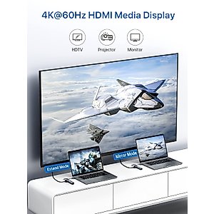 USB C Hub 4K 60Hz, USB C Adapter, Dockteck 5-in-1 USB-C Hub Multiport Adapter, SD/Micro SD Card Reader, 2 USB 3.0, for MacBook Air/Pro, iPad Air/Pro, XPS