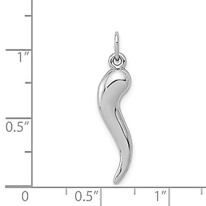 14k White Gold 3D Italian Horn Charm 26.91mm 6.23mm style K5927