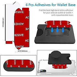 Sticky Adhesive Replacement for Socket Wallet Plus Base, PKYAA 6Pcs Double Sided Sticker Pads for Cell Phone Wallet+ Case Back, Removable Sticky Tape for All Cellphone with Sockets Wallet+