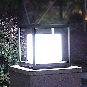 NAMSAR Column Lamp Waterproof Solar Column Headlights, Outdoor Light Outdoor Waterproof Wall Lamp Post Simple Outdoor Garden Villa Garden Light Villa Outdoor Gate Light ( Size : 19*22cm )