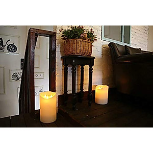 NONNO & ZGF XL-Flameless Wax 6inch High Candle with 3 - Wicks Moving, Led Battery Operated Candles with Remote Control and Timer Function, Ivory