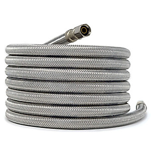 Braided Stainless Steel Ice Maker Water Supply Hose - 10 Ft - Universal 1/4" Connectors from Kelaro
