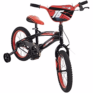 Huffy Moto X Boys 16" Bike, Ideal for Ages 4 to 6 Years Old, Moto X Accents, Adjustable Comfort, Chain Guard for Safety, Removable Training Wheels, Sleek Red and Black Frame