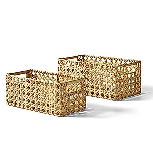 Natural Cane Weave Basket Set, 2-Piece - Easy to use