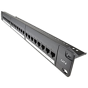kenable 24 Port RJ45 CAT6 Gigabit Through Coupler Patch Panel with Back Bar