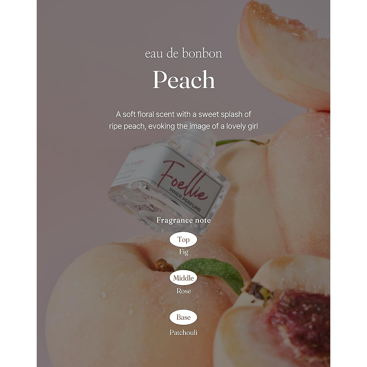 Foellie] eau de bonbon - Feminine Inner Beauty Perfume (for underwear), Sweet peach & Attractive Scents Fragrance, 5ml(0.169 fl oz)