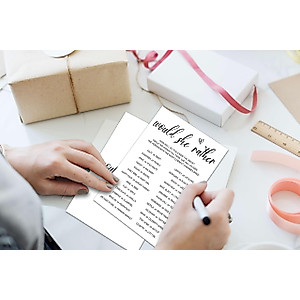 OZTEMETY Would She Rather Bridal Shower Games, Minimalist Engagement Party Game Cards, Bachelorette Party Games, Aesthetic Bridal Shower Decorations, 25 Cards(white008)