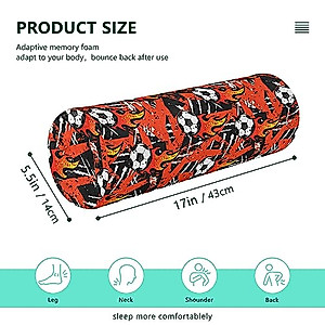 Vnurnrn Fire Football Soccer Neck Support Pillow Round Neck Roll Bolster Cylinder Pillow Cervical Pillows Bolster Pillow for Leg Knee Back Head Support for Work Women Men Traveling Headrest