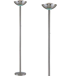 Lite Source LS-80910PS Floor Lamp with Polished Steel Metal Shades, 72" x 13" x 13", Steel Finish