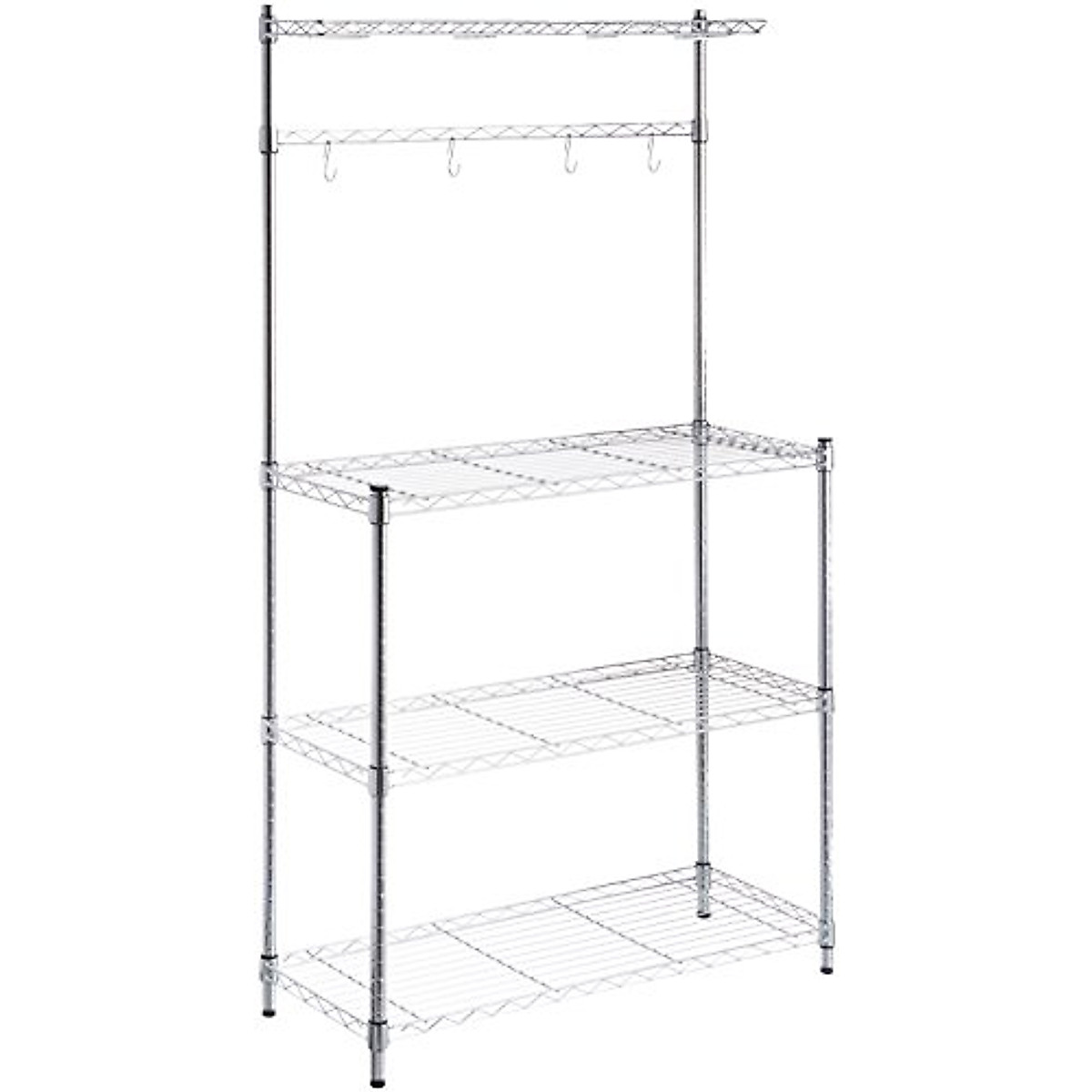 Amazon Basics 3 Tier Kitchen Storage Baker's Rack With Removeable Top, Wood/Chrome, 14" D x 36" W x 63.4" H