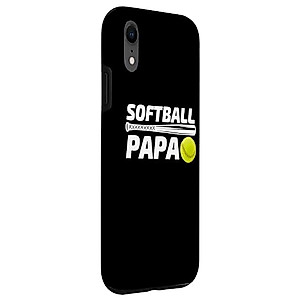 iPhone XR Softball Papa For Men Family Matching Yellow Softball Papa Case