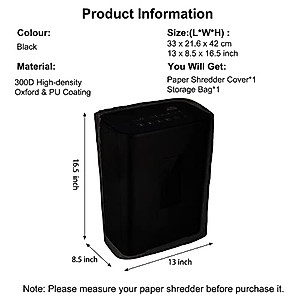Paper Shredder Cover,(ONLY Cover) Waterproof 6 Sheet Cross-Cut CD Credit Card Shredder Cover for Office 13 x 8.5 x16.5 Inch